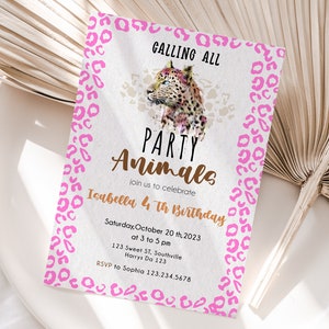 Editable Cheetah Birthday Invitation Template, Cheetah Print Invitation ...