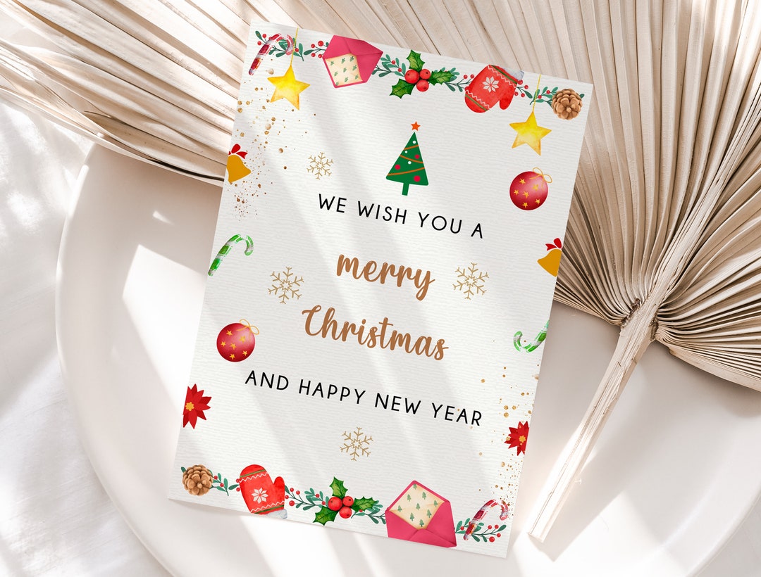 Editable Christmas Card Template, Printable We Wish You A Merry ...