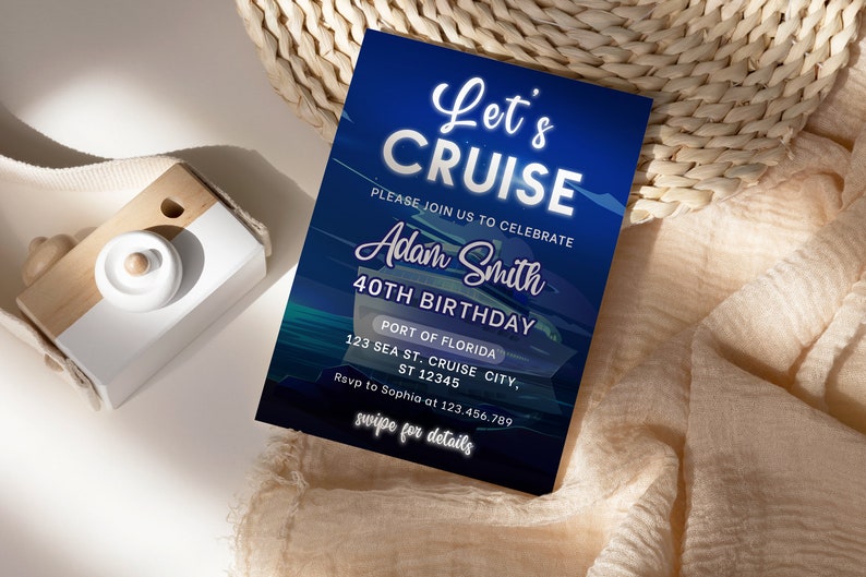Editable Cruise Birthday Invitation Template, Printable Birthday Party ...