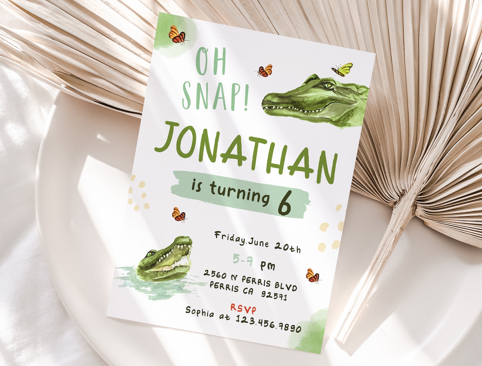Editable Crocodile Birthday Invitation Template, Printable Birthday ...