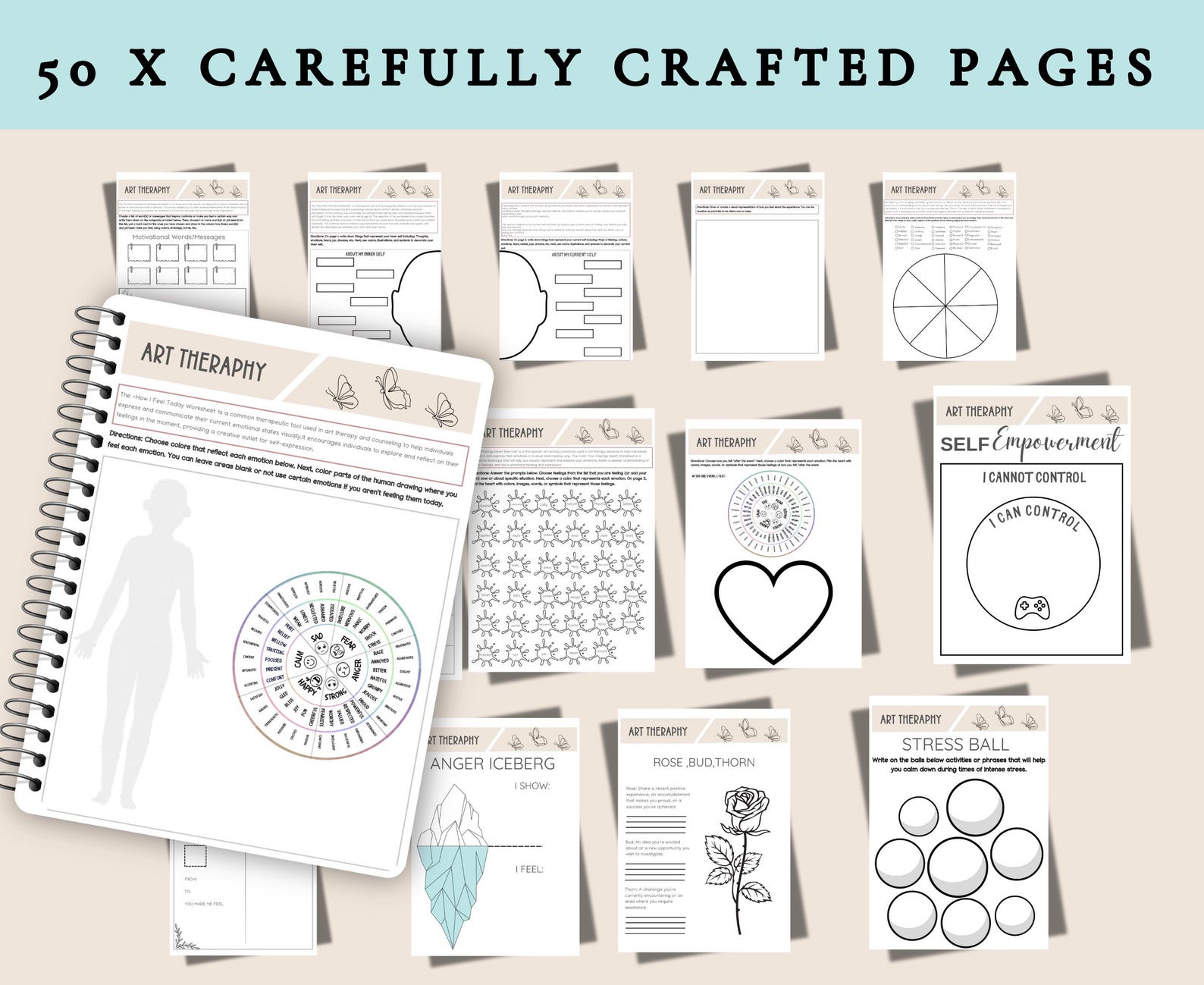 Art Therapy Worksheets for Mental Health and Self Esteem . Therapy Book ...