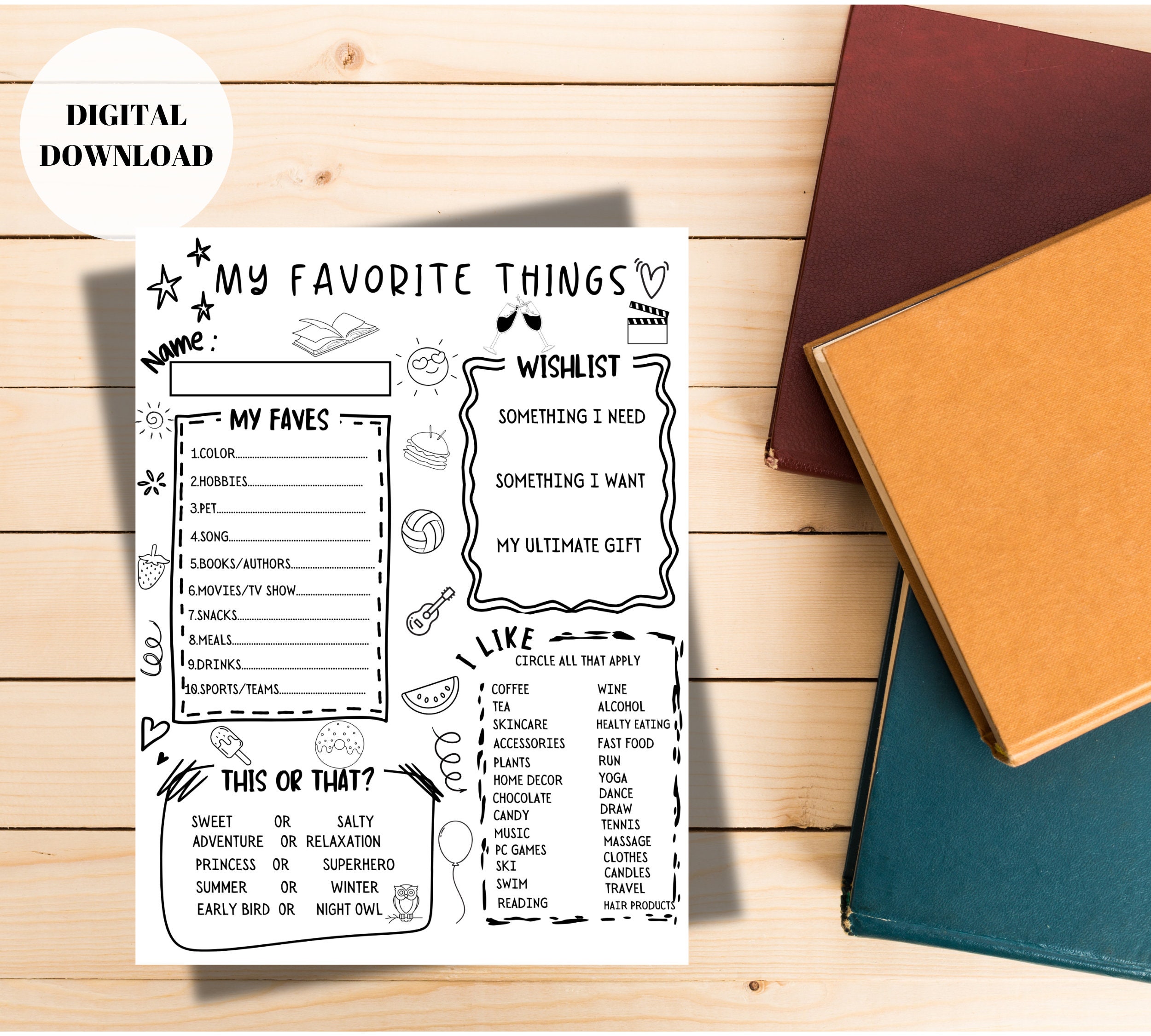 My Favorite Things Survey Questionnaire | Employee Favorites | All ...
