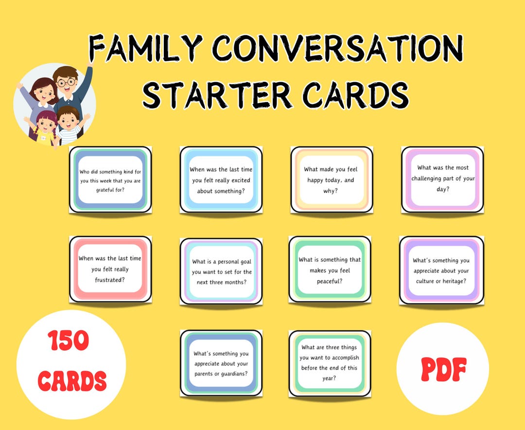 150 Family Therapy Cards Conversation Starters Table Talk Kids Family ...