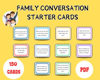 150 Family Therapy Cards Conversation Starters Table Talk Kids Family ...