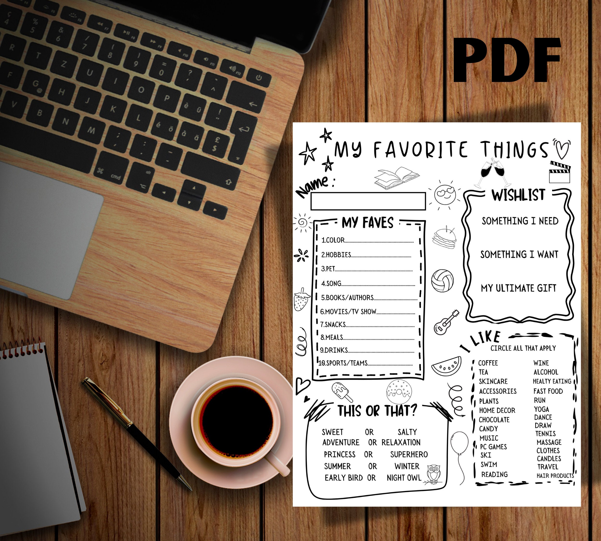 My Favorite Things Survey Questionnaire | Employee Favorites | All ...