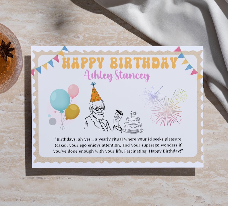 Funny Freud Birthday Card, Custom Card, Psychologist Gifts, Counselor ...