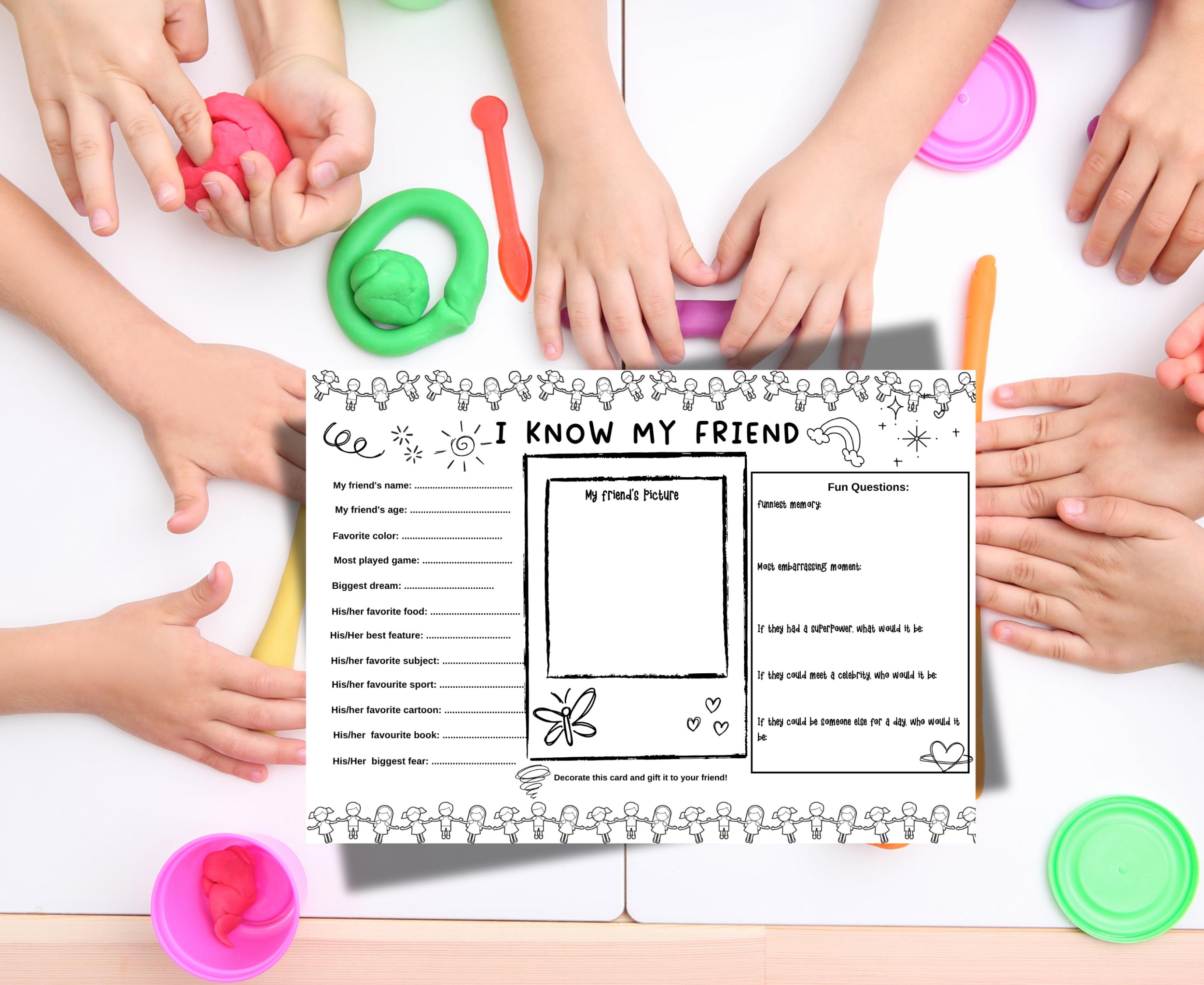 My Best Friend Card Printable Friendship Activity Sheet for Kids All ...