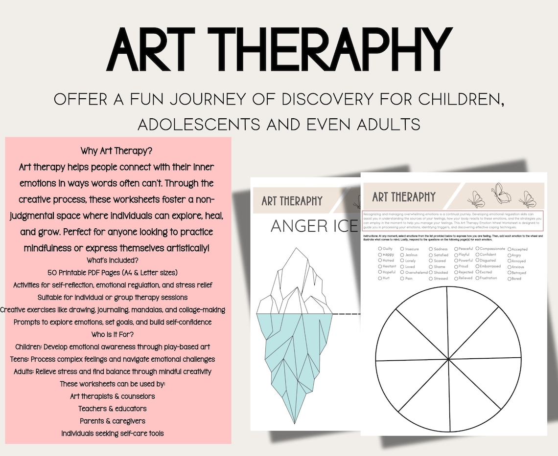 Art Therapy Worksheets for Mental Health and Self Esteem . Therapy Book ...