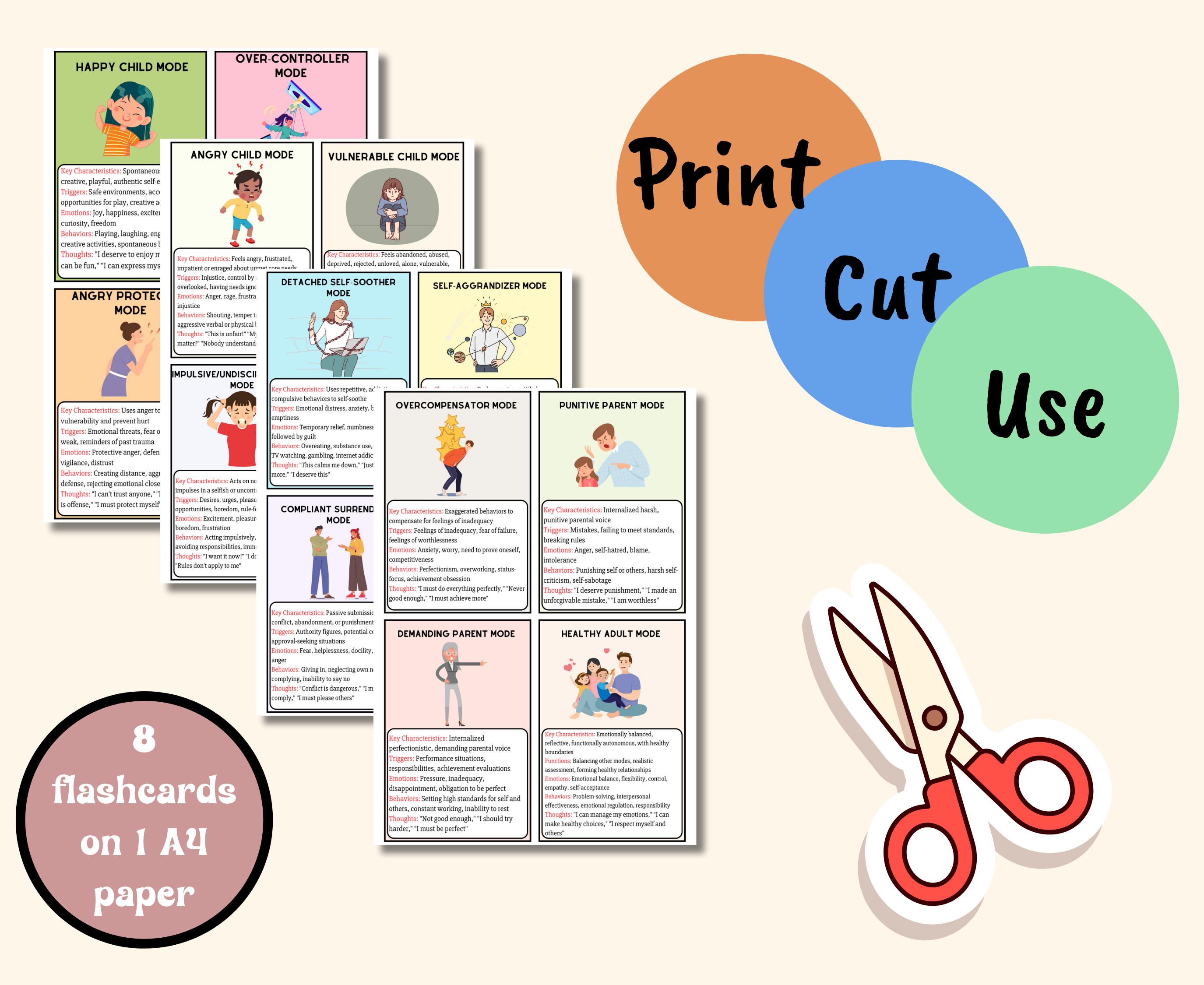 Schema Mode Flashcards Therapy Worksheet Therapy Cards Schema ...