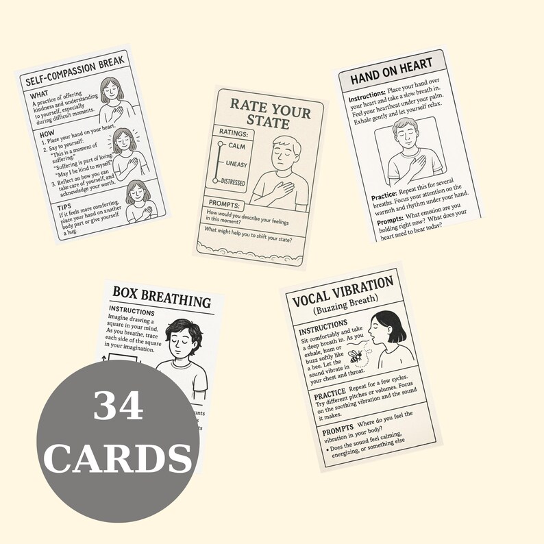 SOMATIC Psychotherapy Coping Skills Cards Somatic Exercises for Nervous ...