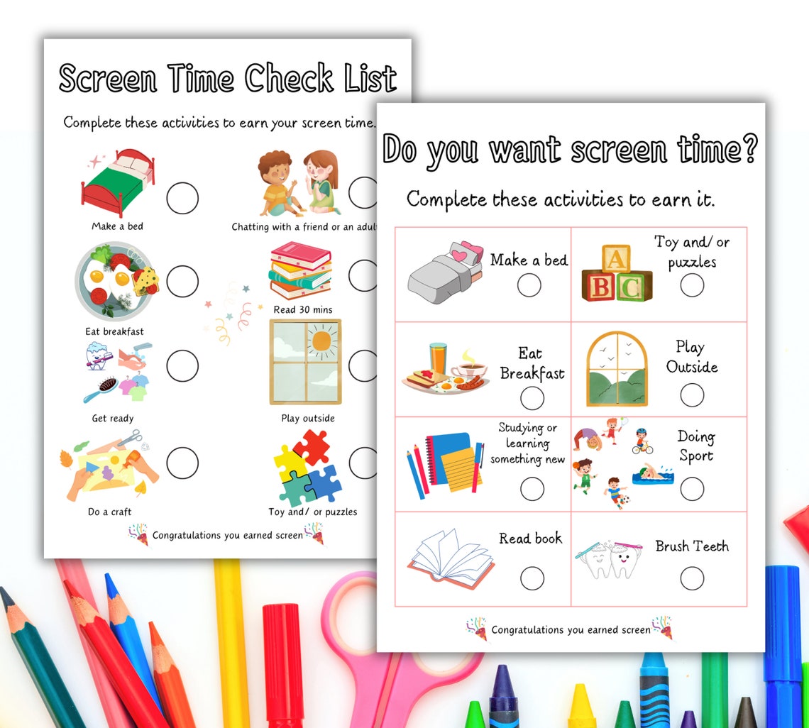 How You Can Earn Screen Time, Screen Time Checklist, Screen Time Bucks ...