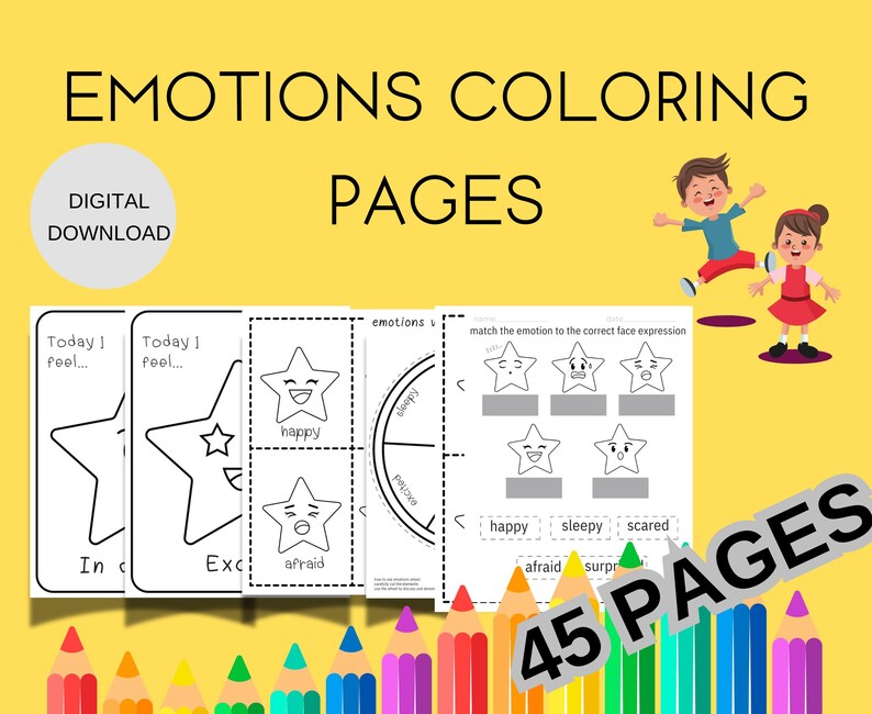 Emotion Colority Activity for Kids, Tracing Activity With Feeling ...