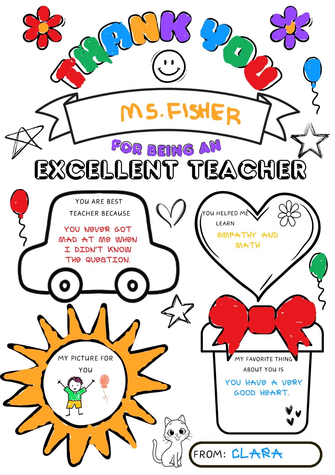 Teacher Appreciation Worksheet Printable Teacher Appreciation Week Gift ...