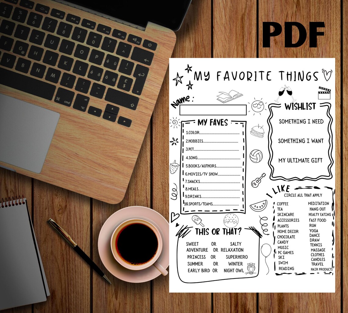 My Favorite Things Survey Questionnaire | Employee Favorites | All ...