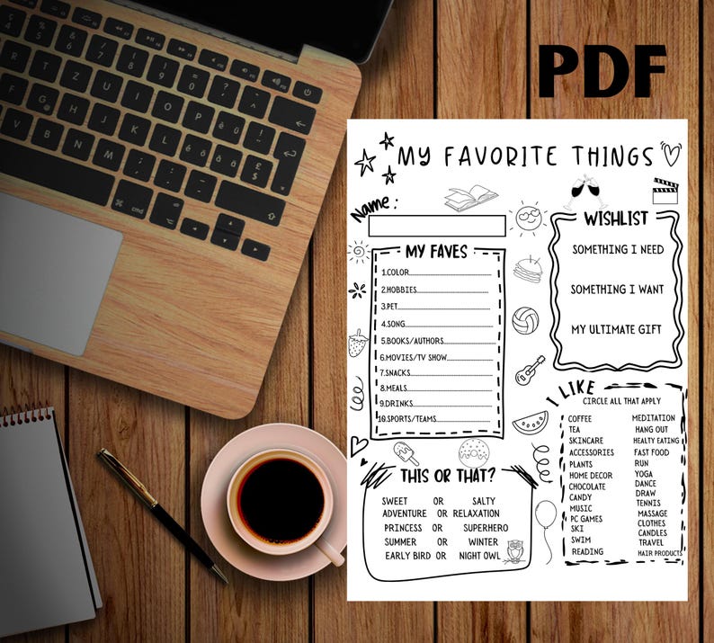 My Favorite Things Survey Questionnaire | Employee Favorites | All ...