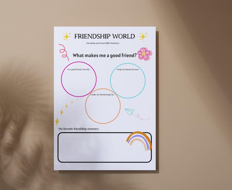 Friendship and Social Skills Worksheet for Kids | Digital Download ...