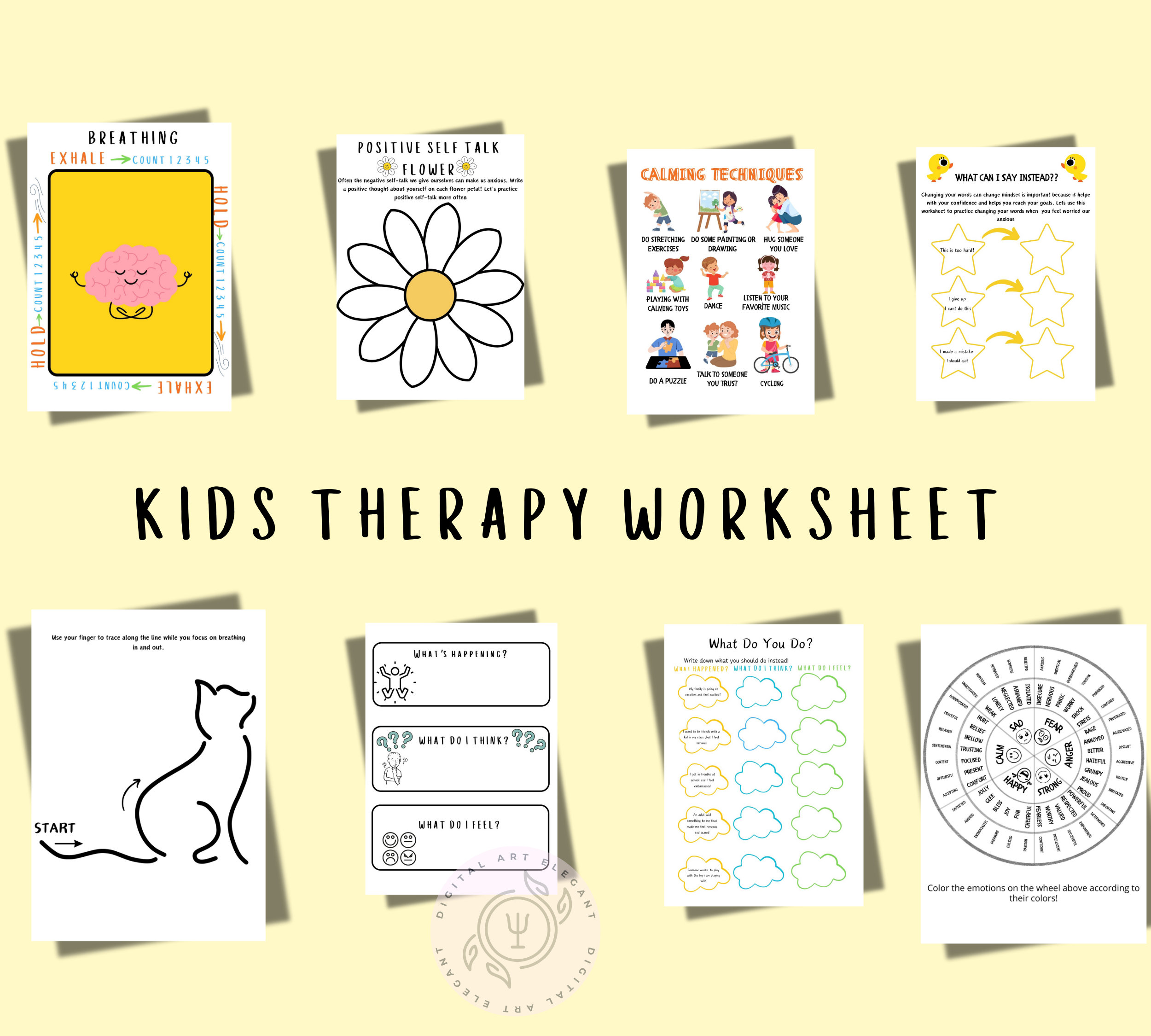 Cognitive Behavioral Therapy CBT Workbook Children Negative Thought ...