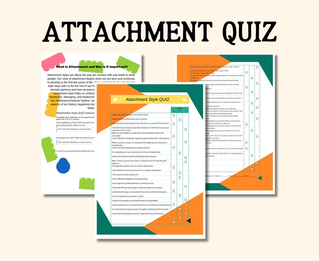 Attachment Styles Quiz Adult Attachment Styles Attachment Worksheet ...