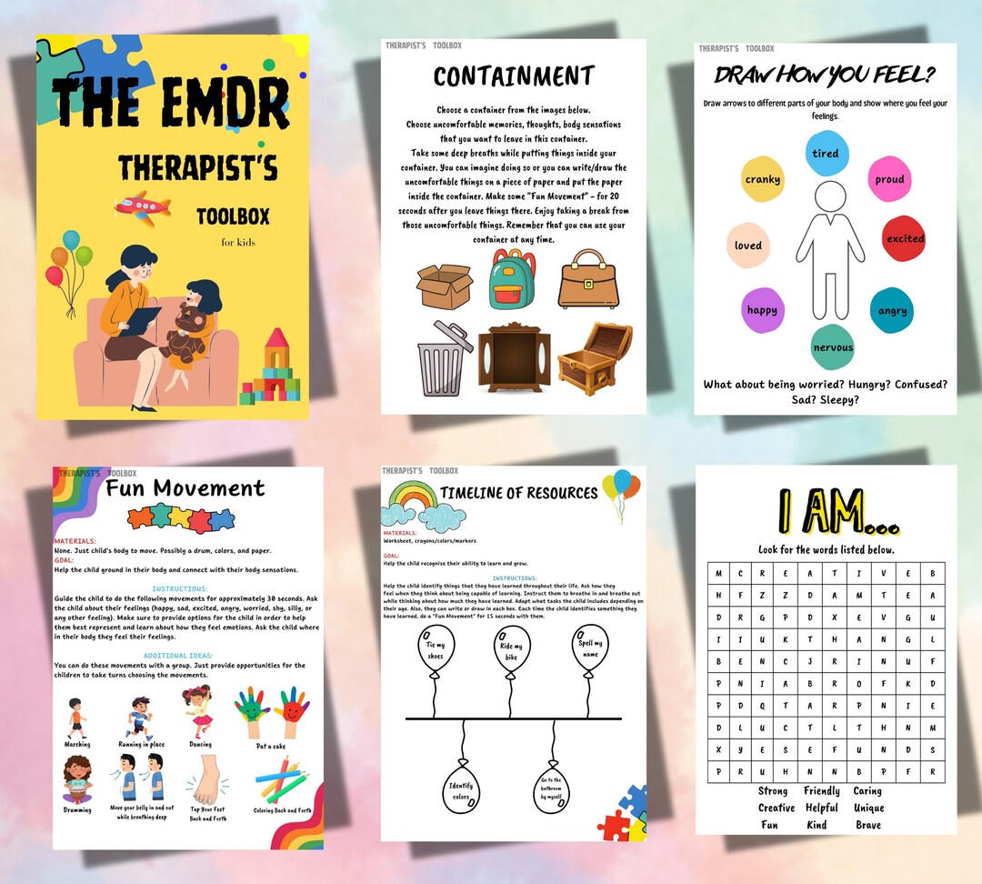 EMDR Workbook 23 Pages for Therapist Kids Therapy EMDR Worksheet ...