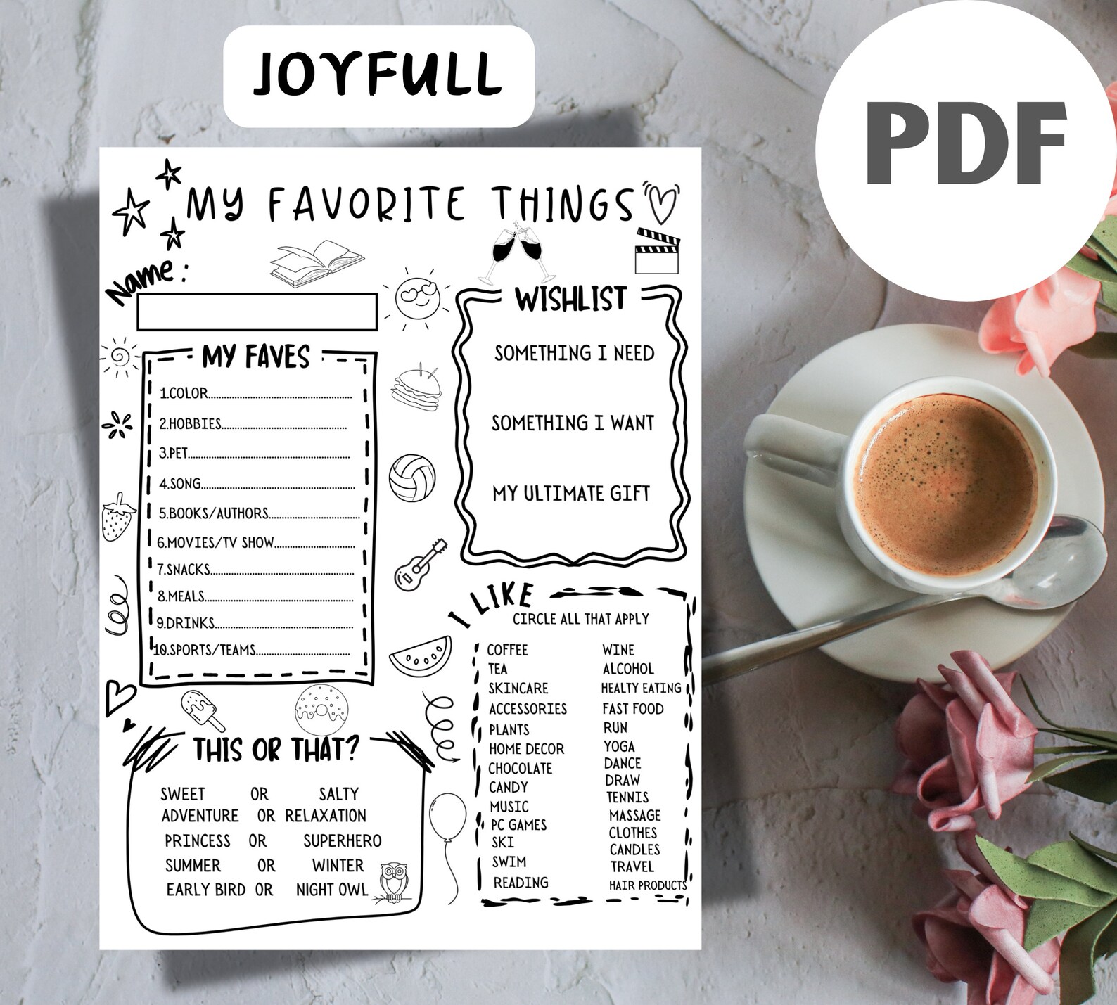 My Favorite Things Survey Questionnaire | Employee Favorites | All ...