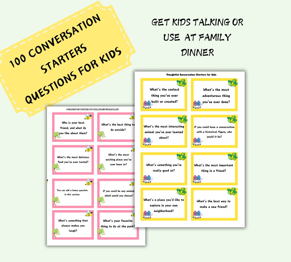 Conversation Cards for Kids Conversation Games for Kids, Fun and ...