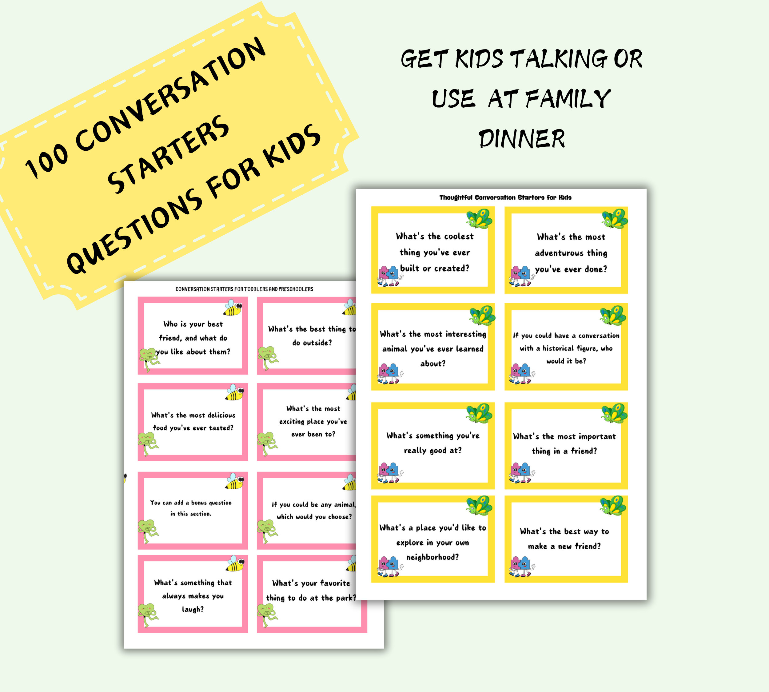 Conversation Cards for Kids Conversation Games for Kids, Fun and ...