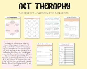 Acceptance and Commitment 36-page Workbook.therapy Worksheets. Therapy ...