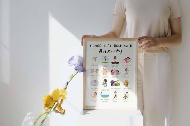 Things That Help Anxiety, Digital Print, Mental Health Poster, Therapy ...