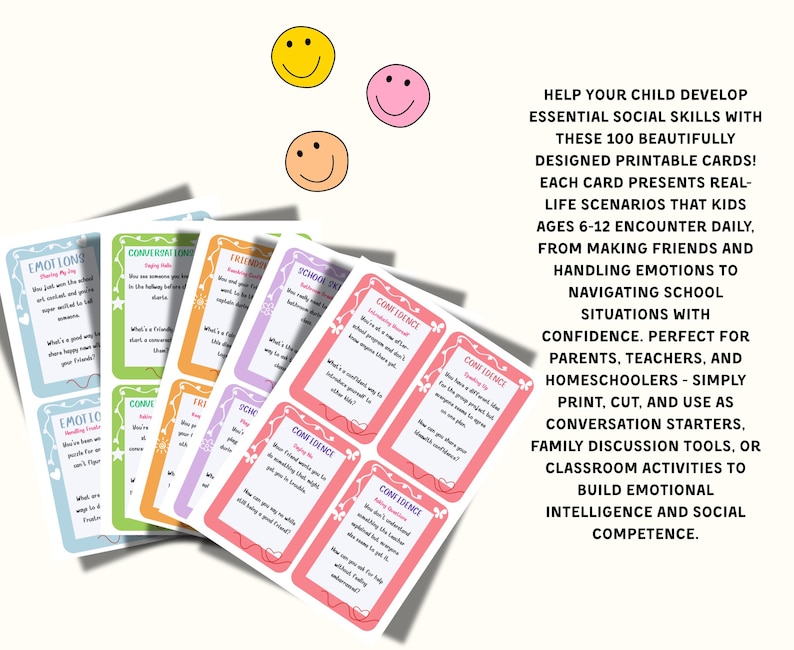 Social Skills Scenario Cards, 100 Social Emotional Learning Prompts ...