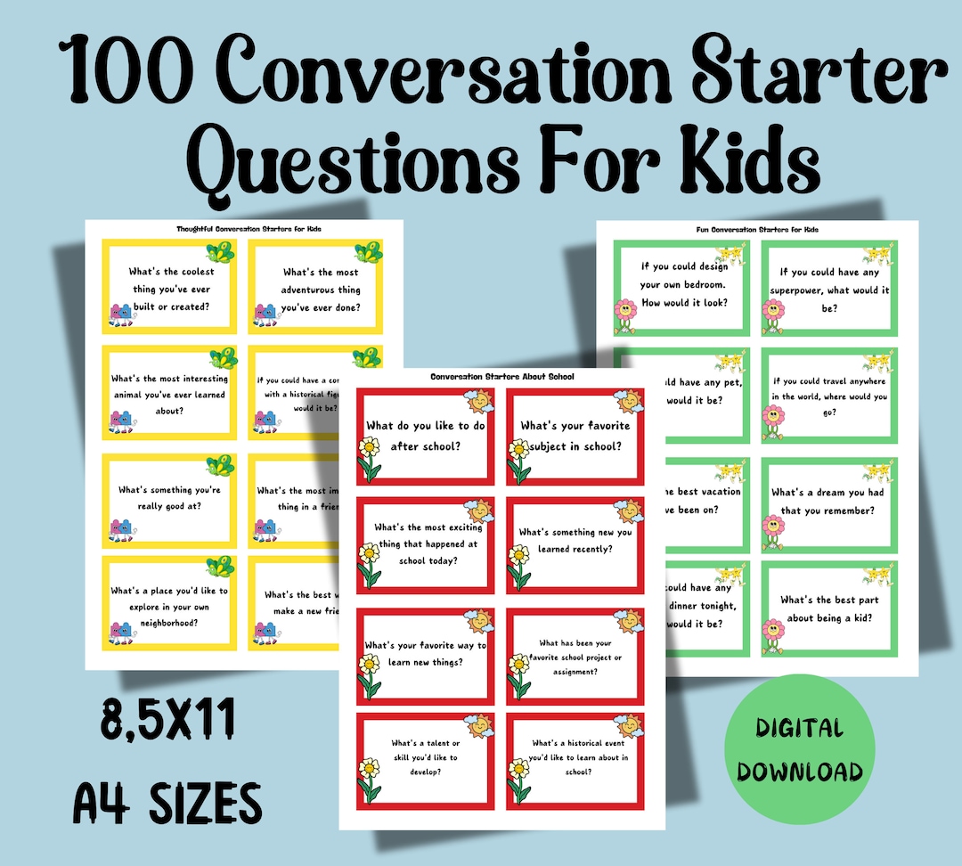 Conversation Cards for Kids Conversation Games for Kids, Fun and ...