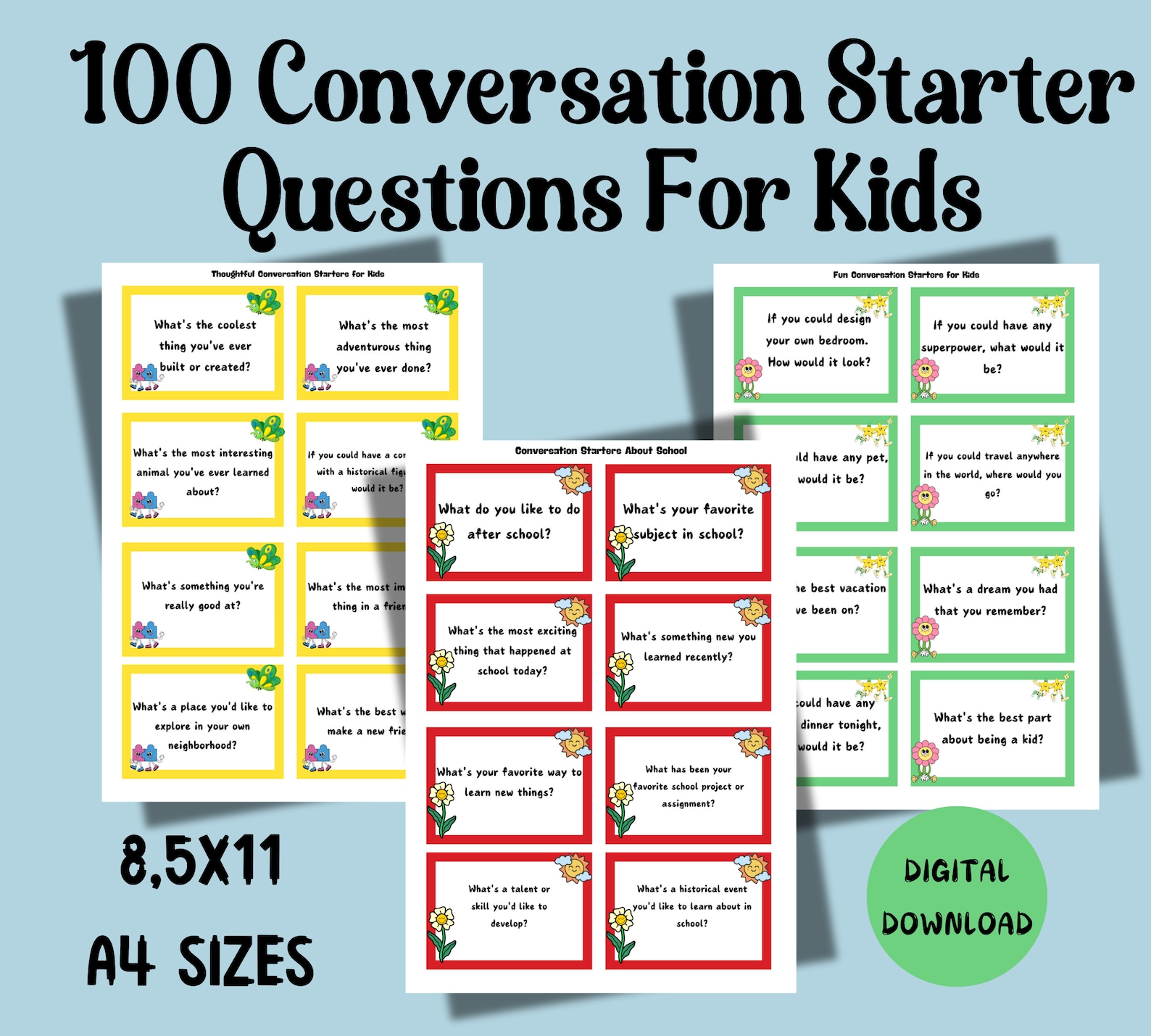 Conversation Cards for Kids Conversation Games for Kids, Fun and ...