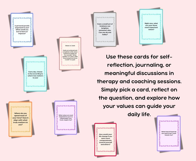 Value Cards Printable ACT Therapy Value Cards Counseling School ...