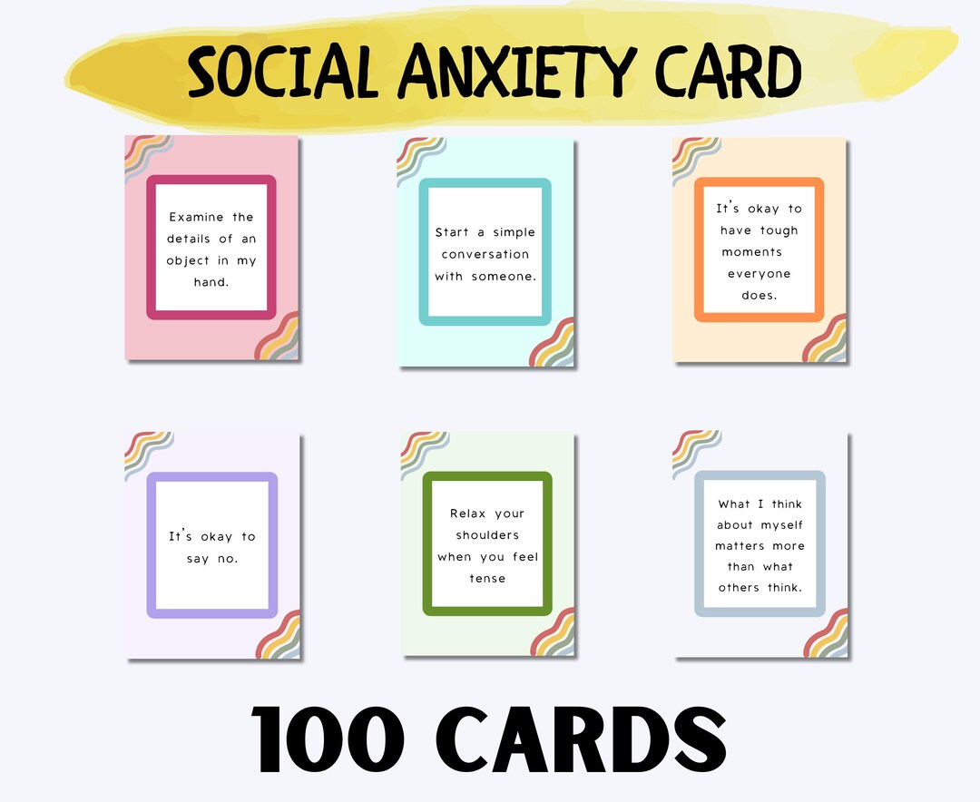 SOCIAL ANXIETY Coping Statement 100 Cards Therapy Tools Therapy ...