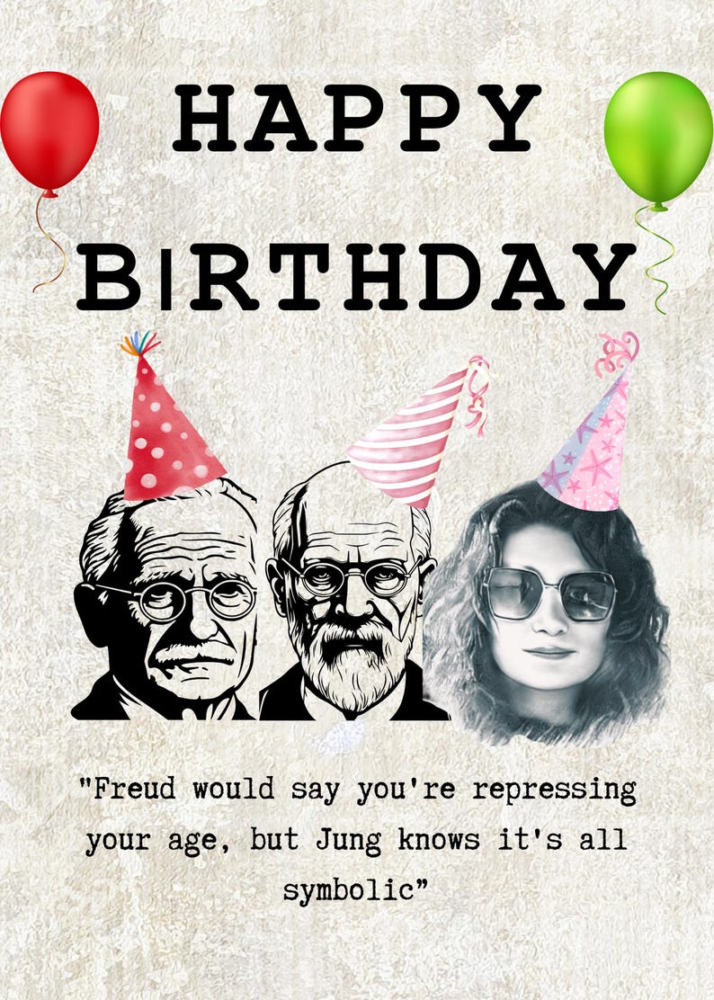 Funny Freud Jung Birthday Card, Custom Card, Psychologist Gifts ...