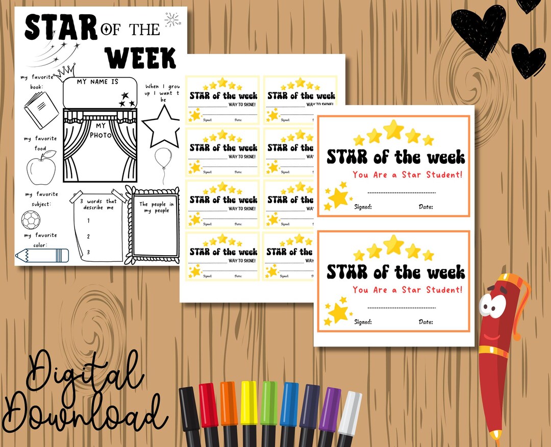 Star of the Week Certificates Printable Star of the Week Template ...