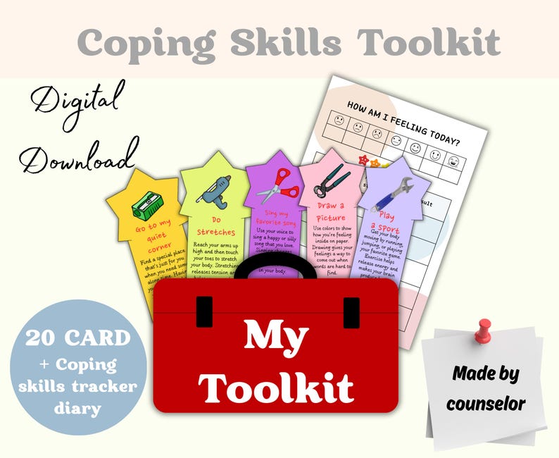 Coping Skills Toolbox Play Therapy Therapy Worksheet Activities Calming ...