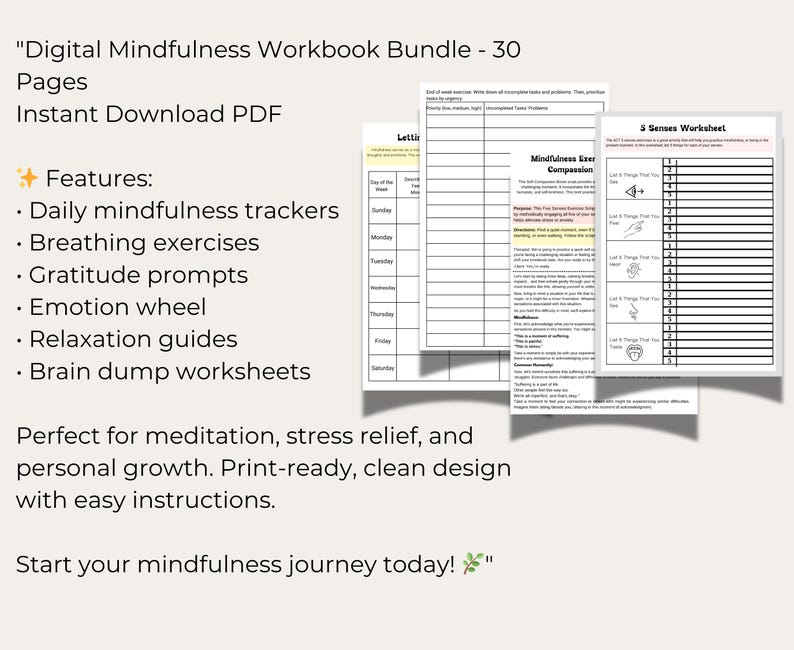 Mindfulness Bundle DBT Therapy Worksheet Wise Mind, Radical Acceptance ...