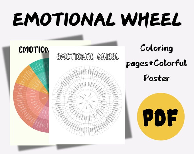 EMOTION WHEEL | Digital Emotion Printable | 128 Emotions for Naming ...