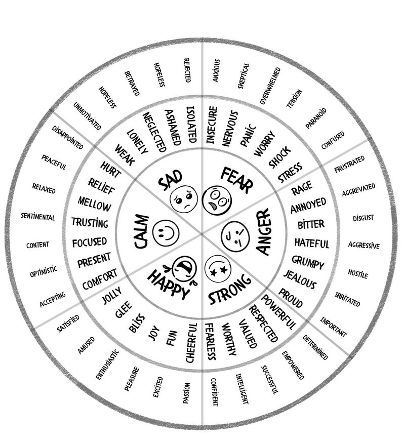 Feelings Wheel, Emotions Poster, Zones of Regulation,feelings Chart ...