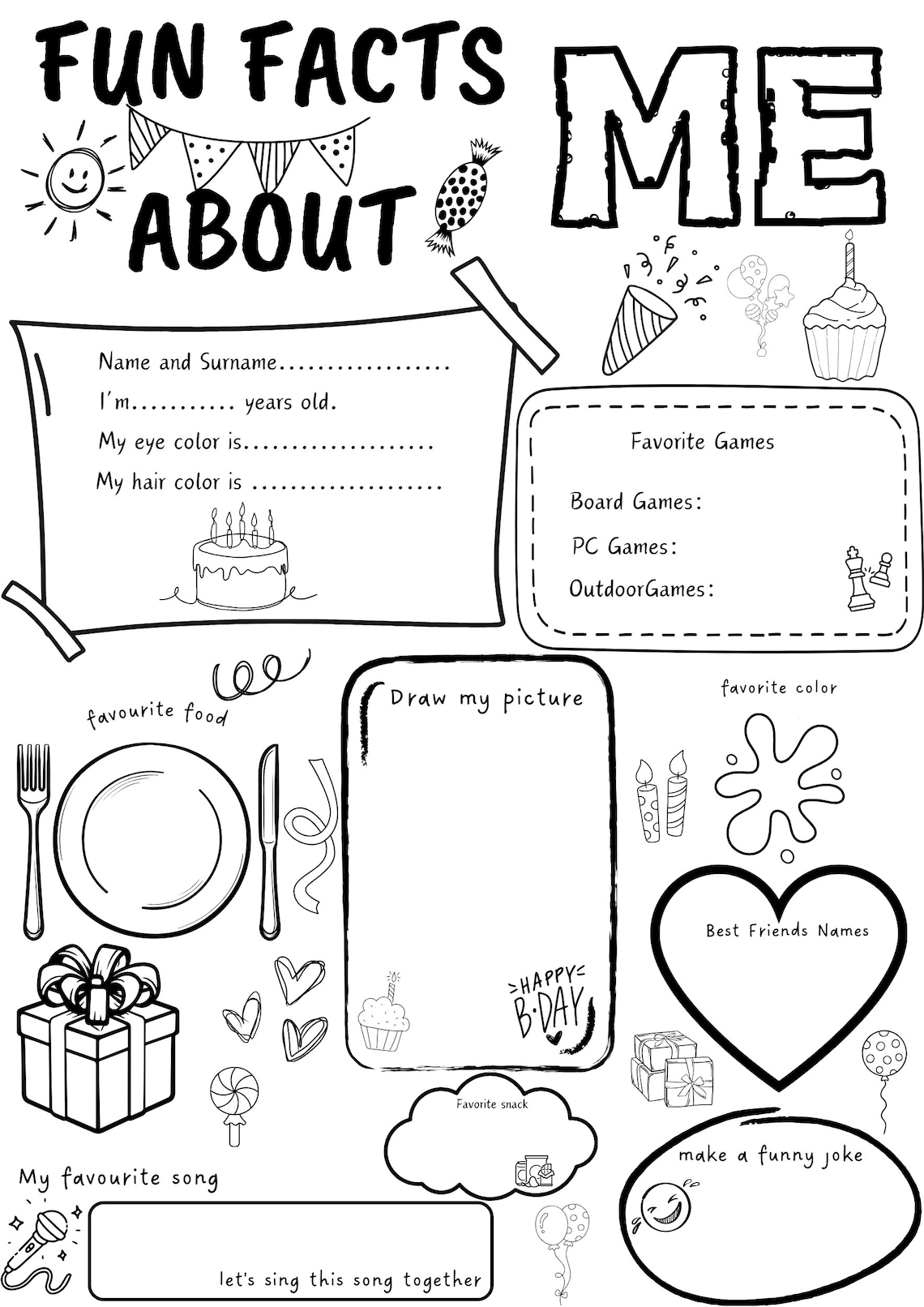 Fun Fact All About Me Survey Printable,getting to Know You, Coworker ...