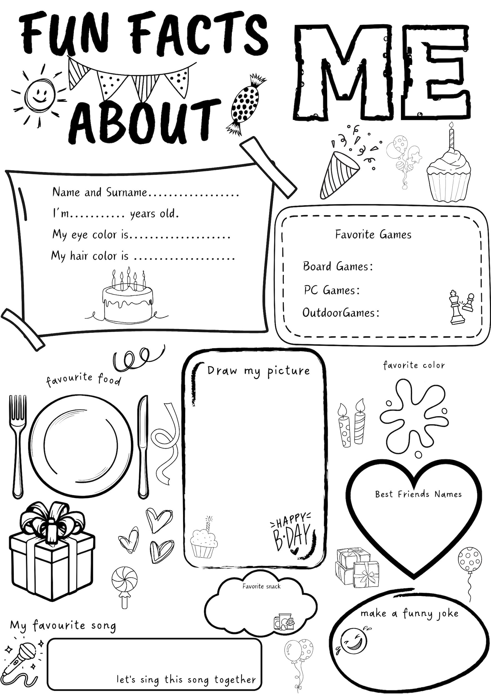 Fun Fact All About Me Survey Printable,getting to Know You, Coworker ...