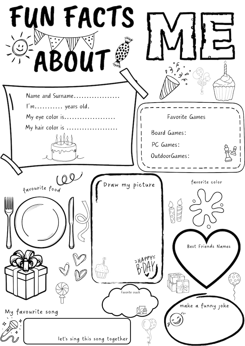 Fun Fact All About Me Survey Printable,getting to Know You, Coworker ...