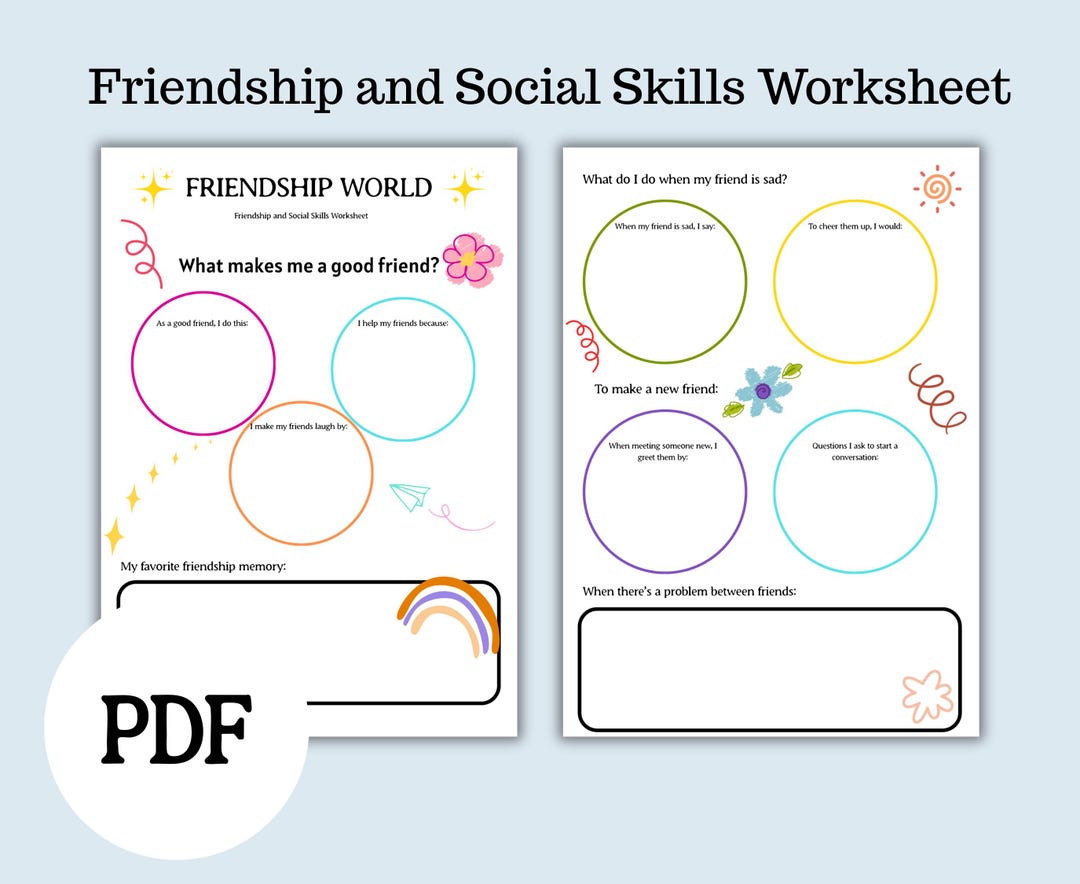 Friendship and Social Skills Worksheet for Kids | Digital Download ...