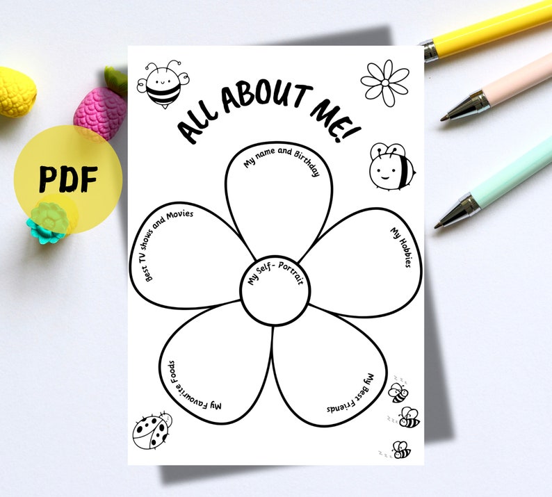 All About Me Worksheet for Kids Digital Download | Printable Activity ...