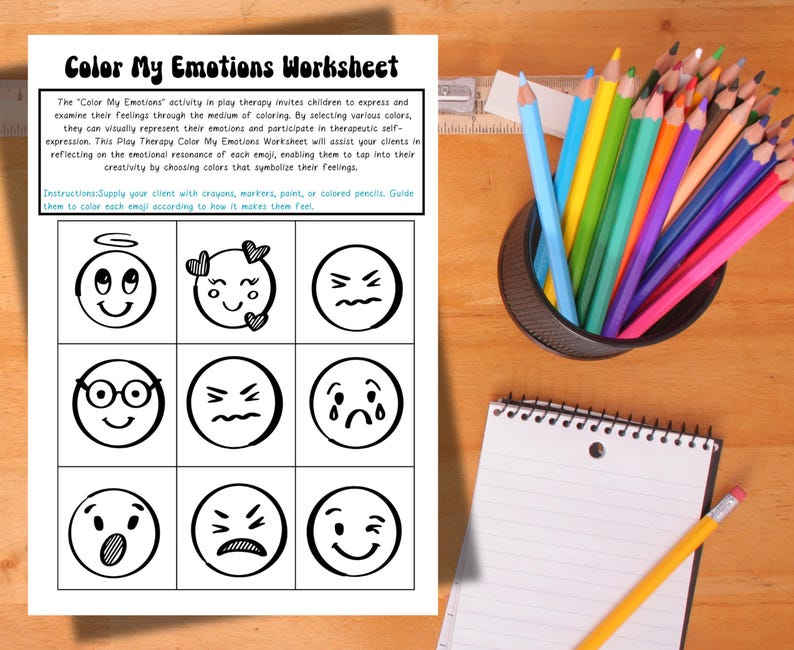 Color My Emotions Worksheet Play Therapy Activities Feelings Coloring ...