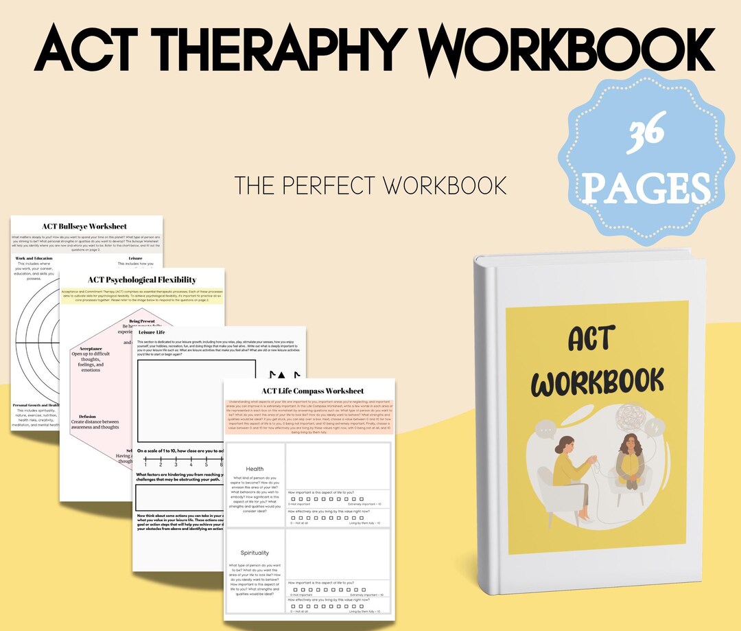Acceptance and Commitment 36-page Workbook.therapy Worksheets. Therapy ...