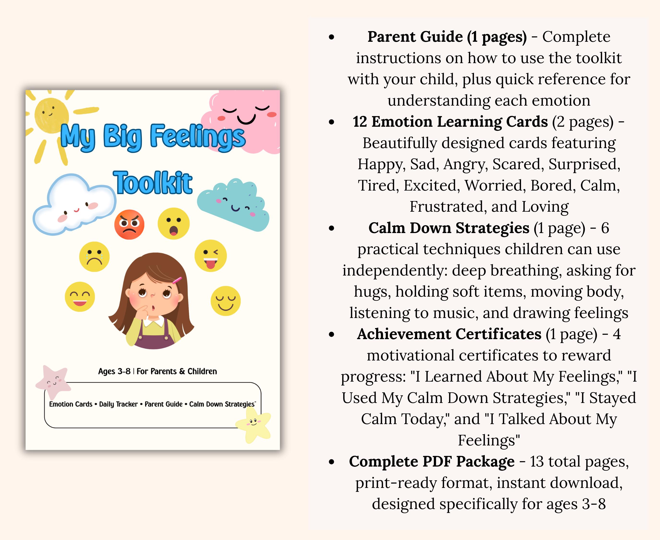 My Big Feelings Toolkit Kids Emotion Learning Kit Printable PDF ...