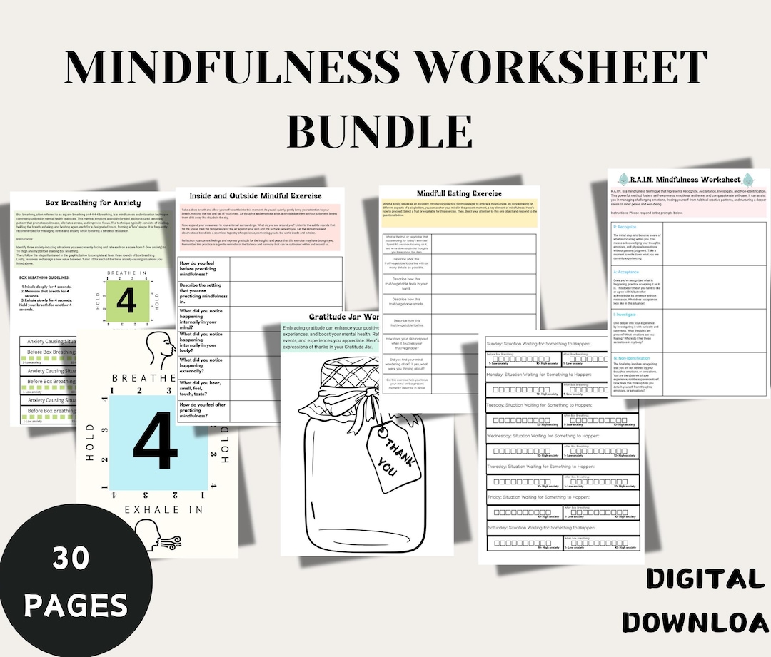 Mindfulness Bundle DBT Therapy Worksheet Wise Mind, Radical Acceptance ...