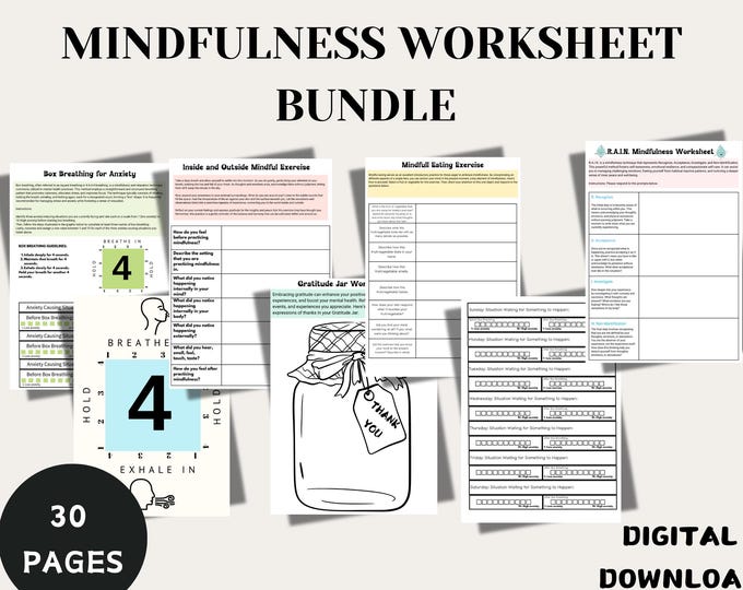 Mindfulness Bundle DBT Therapy Worksheet Wise Mind, Radical Acceptance ...