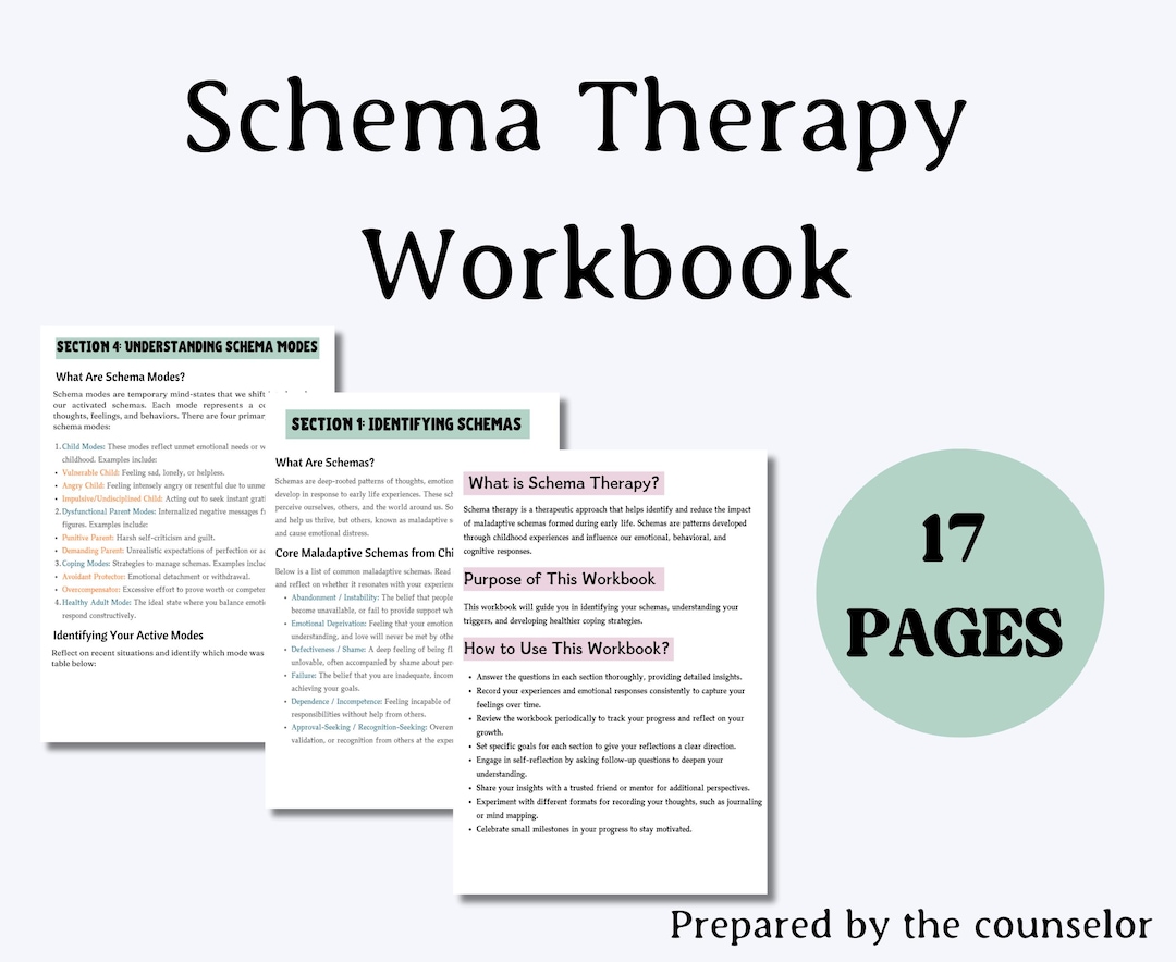 Schemas Workbook & Schema Therapy Worksheets, Schema Imagery ...